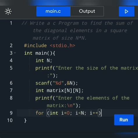 How To Write A C Program To Find The Sum Of The Diagonal Elements In A