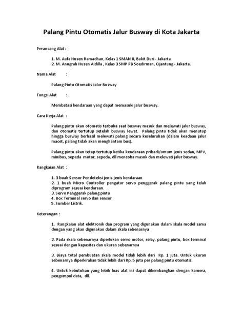 Palang Pintu Otomatis Jalur Busway Pdf