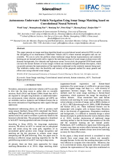 Pdf Autonomous Underwater Vehicle Navigation Using Sonar Image