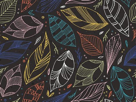 Premium Vector Fallen Colorful Leaves Seamless Pattern Autumn Leaves Doodle Vector