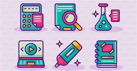 분홍색 배경에 다채로운 평평한 선 아이콘 세트 벡터 Unsplash의 벽지 이미지