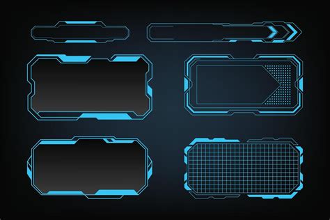 Futuristic Hud Frames And Ui Panels Neon Blue Sci Fi Interface Borders
