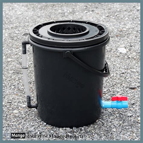 ถังไฮโดรโปนิกส์ แบบกลม 20ลิตร ฝาเจาะรู 6นิ้ว 15cm มี 2สีให้เลือก ดำ ครีม Hydroponics Bucket