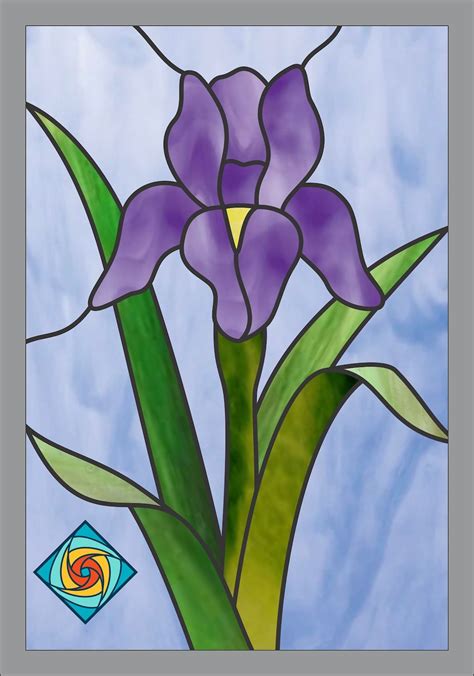 Iris Flower Stained Glass Pattern Digital Pdf File Instant Download