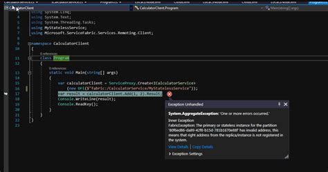 C Fabricexception The Primary Or Stateless Instance For The Partition Stack Overflow