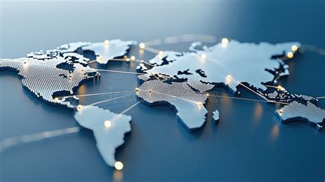 Detailed World Map Design With Glowing Connections Illustrating Global Network Communication And