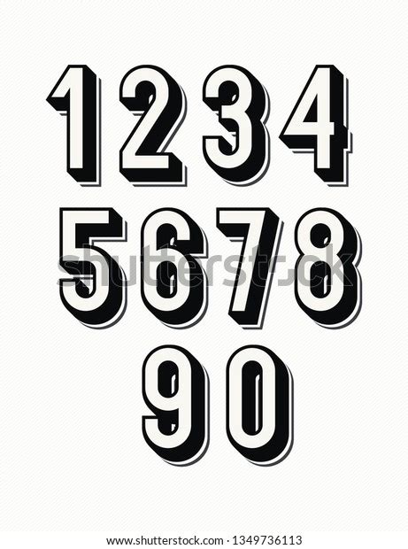 Numbers Set 3d Bold Style Trendy Stock Vector Royalty Free 1349736113