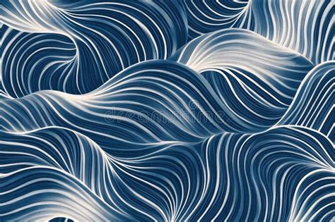 Seamless Wave Like Pattern In Deep Blue And White Hues Creating A Fluid Dynamic Texture Effect