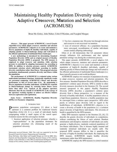 Pdf Maintaining Healthy Population Diversity Using Adaptive Crossover