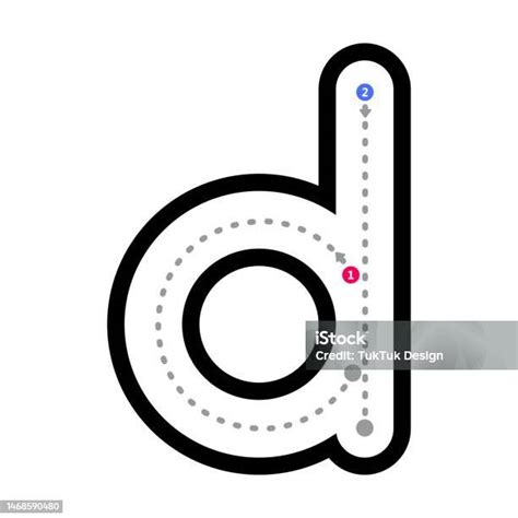 추적 알파벳 문자 D 소문자 미리 쓰기 점선 요소 유치원 및 미취학 아동 워크시트 필기 연습 0명에 대한 스톡 벡터 아트 및