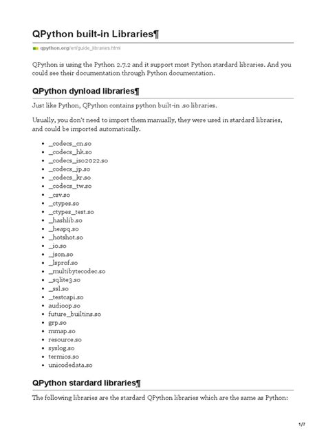 05 Qpython Built In Libraries Pdf Python Programming Language Computer Libraries