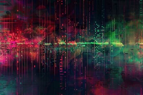 Colorful Code Lines On Black Background Displayed On Computer Screen Stock Illustration