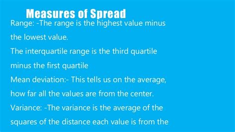 Measures Of Spread Revision