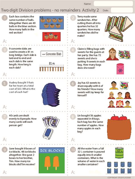 Two Digit Division No Remainders Studyladder Interactive Learning Games