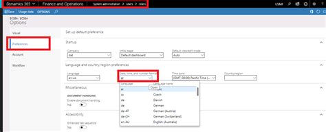 How To Set Date Time And Number Format For User In Dynamics