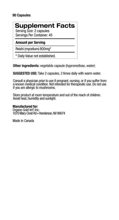 Ganoderma Lucidum Mycelium Organo Gold