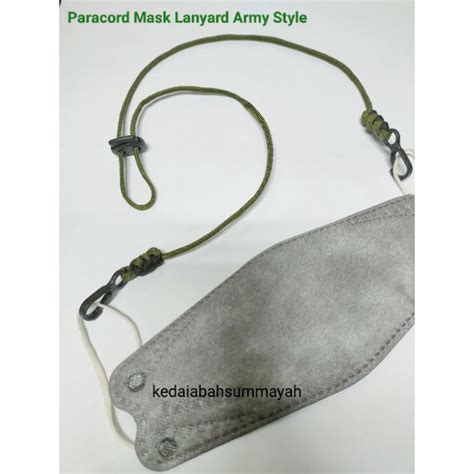 Facemask Lanyard Paracord Army Colour Adjustable Ready Stocks Diy Tali