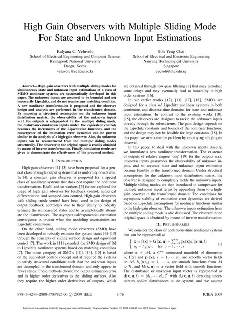 Pdf High Gain Observers With Multiple Sliding Mode For State And Unknown Input Estimations