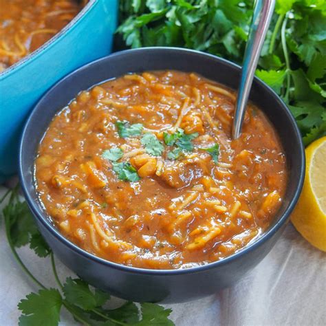 Harira Moroccan Lentil And Chickpea Soup Carolines Cooking