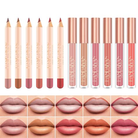 12 Piece Lip Liner And Liquid Matte Lipstick Set For Velvety Red Lips