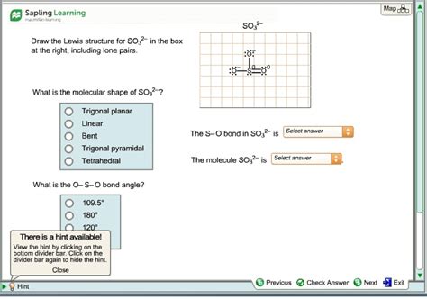 Solved Map Sapling Learning So3 Draw The Lewis Structure For So3 In The Box At The Right