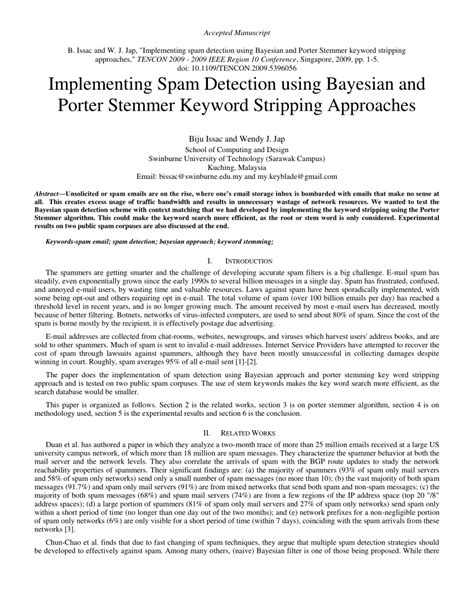 Pdf Implementing Spam Detection Using Bayesian And Porter Stemmer