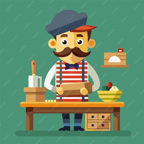 Premium Vector Flat Style Vector French Polisher Character Illustration