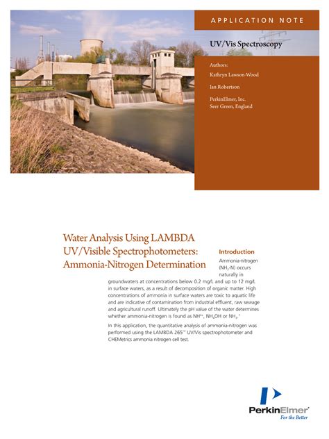 Water Analysis Using Lambda Uvvisible Spectrophotometers Introduction