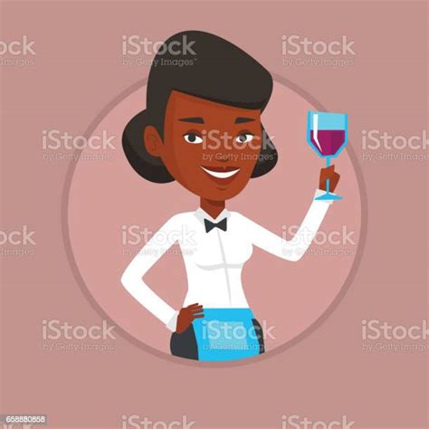 바텐더는 와인 한 잔을 손에 들고 바텐더에 대한 스톡 벡터 아트 및 기타 이미지 바텐더 벡터 샷잔 Istock