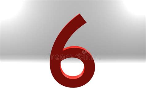 Enumeration Number Six Represented In Red Stock Illustration