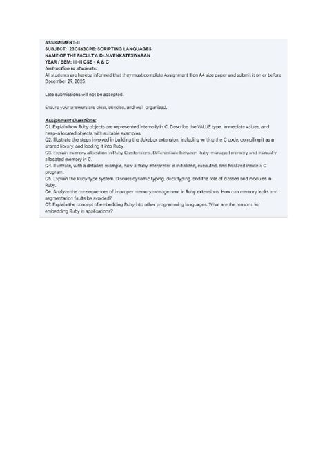 23cs63cpe Scripting Languages Assignment Ii Guidelines And Questions