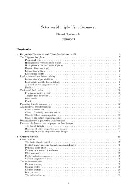Multiple View Geometry In Computer Vision Review Kor Pdf