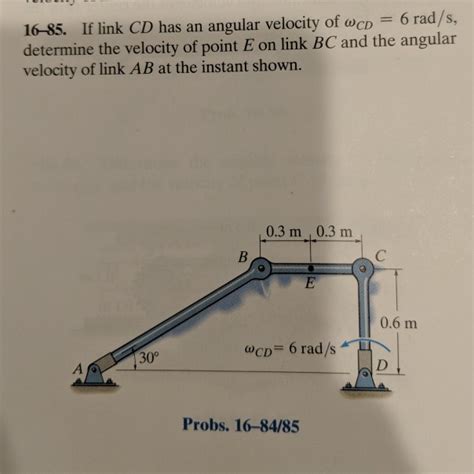 16 85 If Link Cd Has An Angular Velocity Of Wco 6