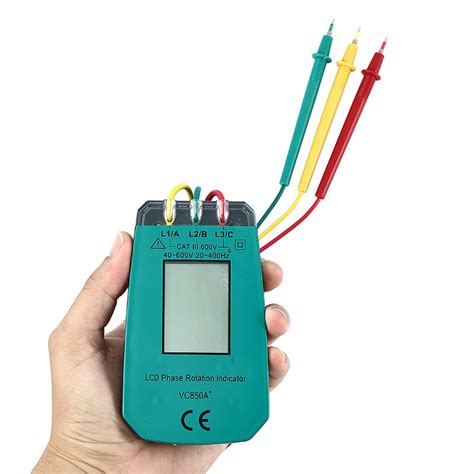 3 Phase Tester Digital Phase Indicator Detector LED Phase Sequences Meter Voltage Tester 40V