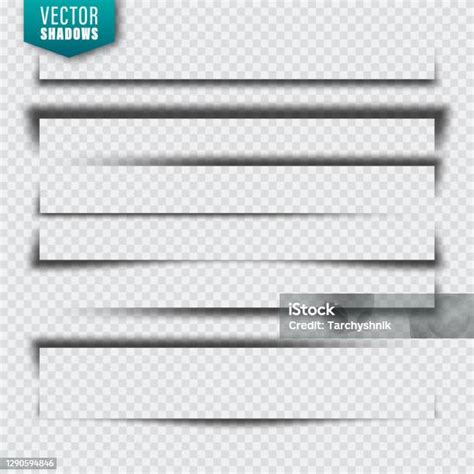벡터 그림자가 설정됩니다 투명 한 배경에 페이지 구분 사실적인 격리 된 그림자 벡터 일러스트레이션 3차원 형태에 대한 스톡 벡터 아트 및 기타 이미지 Istock