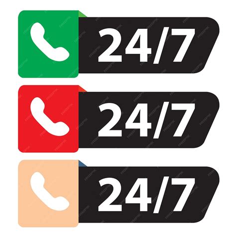 Premium Vector Colored 247 Telephone Assistance Sign On A White