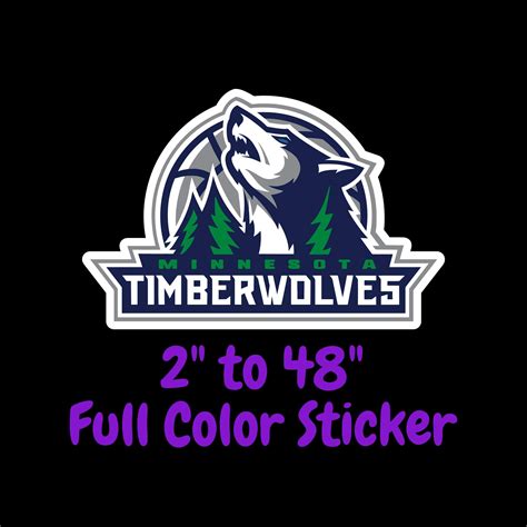Minnesota Timberwolves Full Color Vinyl Sticker Custom Size Biggest
