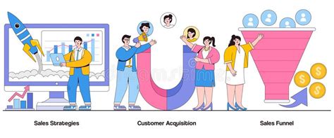 Sales Strategies Customer Acquisition Sales Funnel Concept With Character Sales Optimization Sales Strategies Customer Acquisition Sales Funnel Concept With Character Sales Optimization