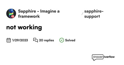 Not Working Sapphire Imagine A Framework
