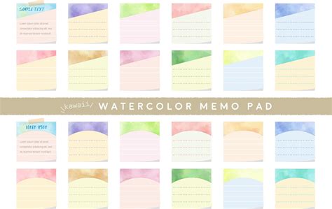 Colorful Watercolor Memo Pad Set 18857301 Vector Art At Vecteezy