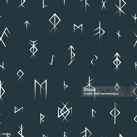바이킹 룬 원활한 패턴입니다 배경 섬유 종이 포장 포장지 및 벽지에 대한 추상 벡터 삽화 룬에 대한 스톡 벡터 아트 및 기타 이미지 Istock