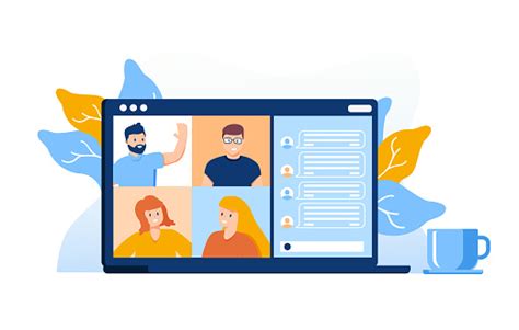 동료는 랩톱 화면에서 서로 이야기합니다 집에서 일하는 컨퍼런스 화상 통화 동료와 의논하기 계획 말하기에 대한 스톡 벡터 아트 및 기타 이미지 Istock