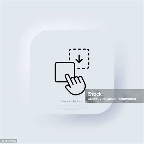 사진 업로드 아이콘은 검은색입니다 손 커서 Neumorphic Ui Ux 화이트 사용자 인터페이스 웹 버튼 노이형성 벡터 일러스트레이션 개념에 대한 스톡 벡터 아트 및 기타