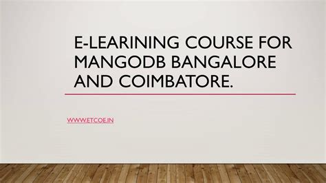 E Learining Course For Mangodb Bangalore And Coimbatore Youtube