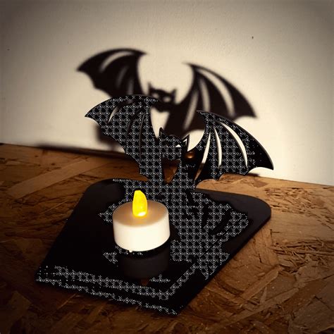 Bat Shadow Maker Tea Light Candle Holder 360 Lasers