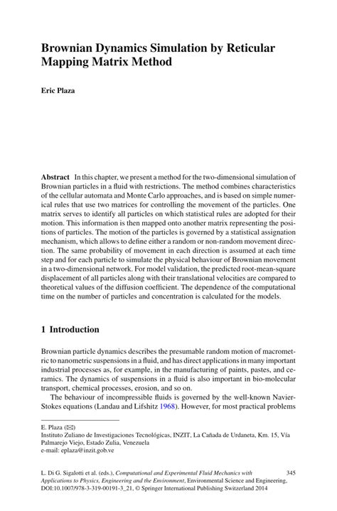 Pdf Brownian Dynamics Simulation By Reticular Mapping Matrix Method