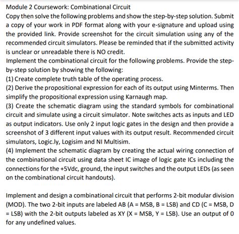 Solved Module 2 Coursework Combinational Circuit Copy Then