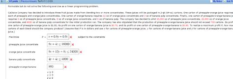 Solved Formulate But Do Not Solve The Following Exercise As Chegg Com