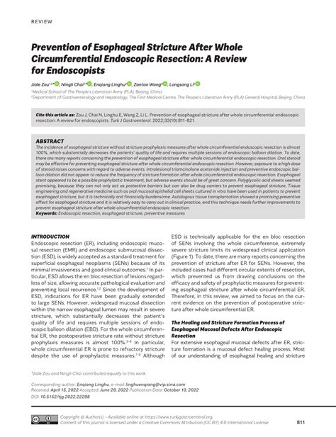 Pdf Prevention Of Esophageal Stricture After Whole Circumferential Endoscopic Resection A