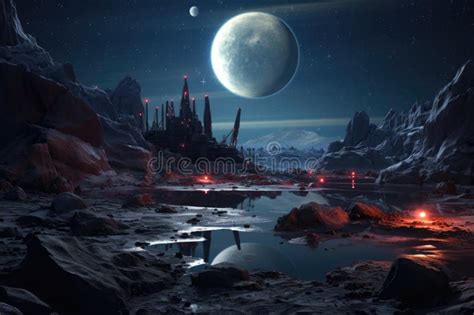 Futuristic Space Telescope Scanning Distant Exoplanets Stock Image